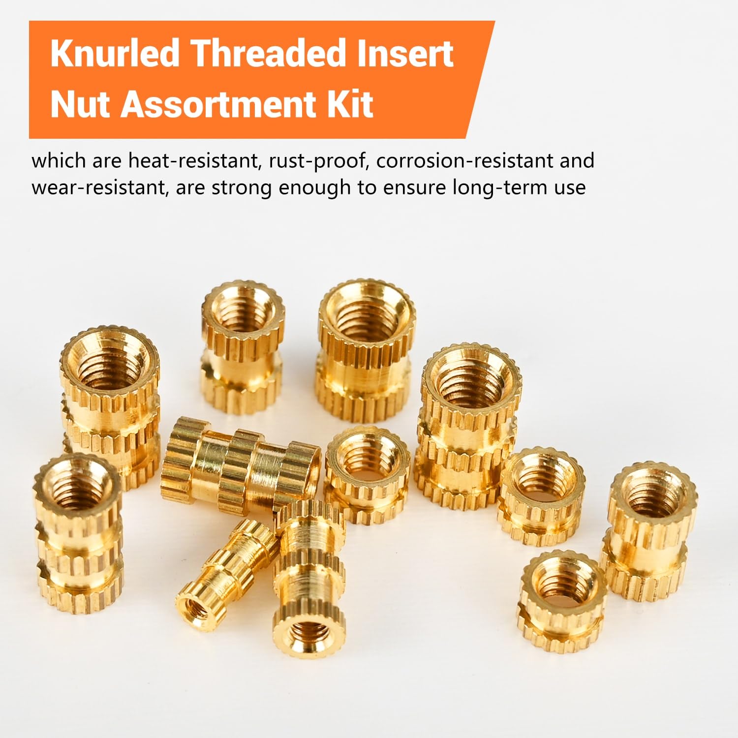 Canitu 420Pcs Threaded Inserts,M2 M3 M4 M5 Female Thread Metric Knurled Embedment Nuts Assortment Kit Brass Heat Set Insert for 3D Printing Components Injection Molding