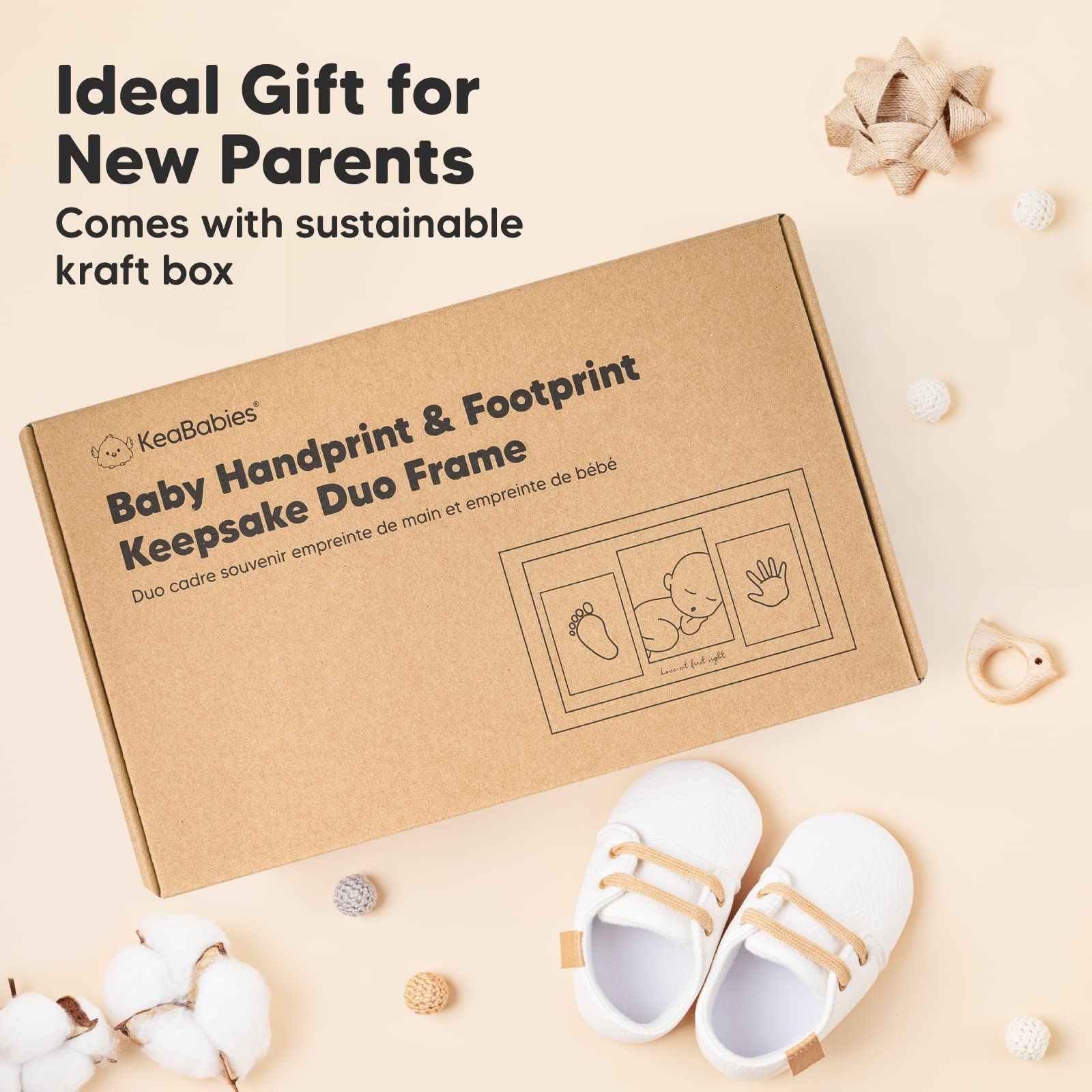 Baby Handprint Footprint Keepsake Duo Frame and Baby Ornament Kit Bundle - Perfect Baby Gift Shower