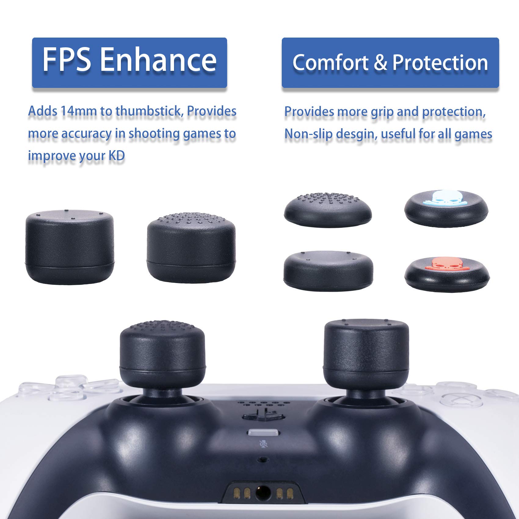 9CDeer 1 Piece of Silicone Transfer Print Protective Cover Skin + 10 Thumb Grips for PlayStation 5 / PS5 Controller Rainbow