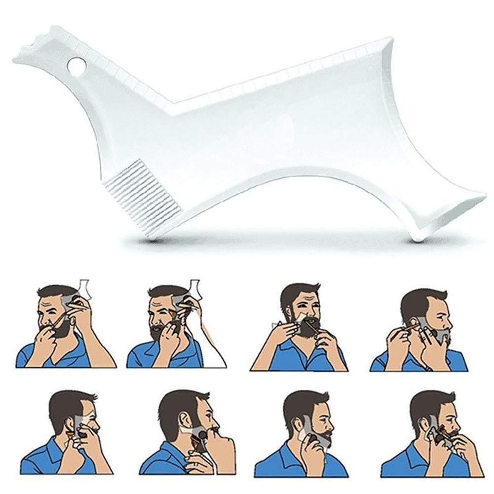 Beard Shaper Template Shaping Tool,Kucheed Premium Quality Template Shaping for Goatee Mustache Sideburns Facial Hair Trimming Grooming Guide for Men Jaw Cheek Neck Line Symmetric Curve