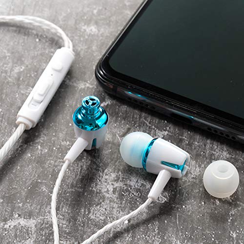 Fashion Wired Headset,1Set Wired Stereo Earphone In-ear Heavy Bass Built-in Microphone Noise Isolating Compatible with Smartphones,iPod,iPad, MP3 Players,Fits All 3.5mm Interface Blue One Size