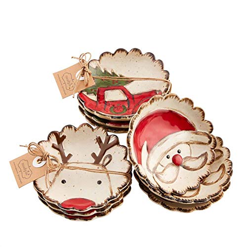Mud Pie REINDEER FARMHOUSE DIP DISHES, 4" dia