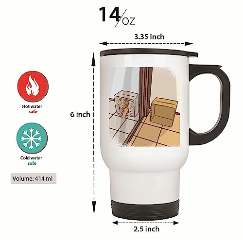 Animal Themed Gift Box for Cat Lovers Mirror Reflection Illusion 14oz Steinless Steel Travel Mug