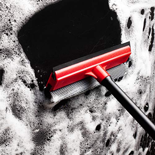 DSV Standard Professional Multi-Functional Window Squeegee | 2-in-1 Window Cleaner for Car Windshield, Gas Station, Shower and Glass | Soft Rubber Blade & Highly Absorbent Sponge Head 8"