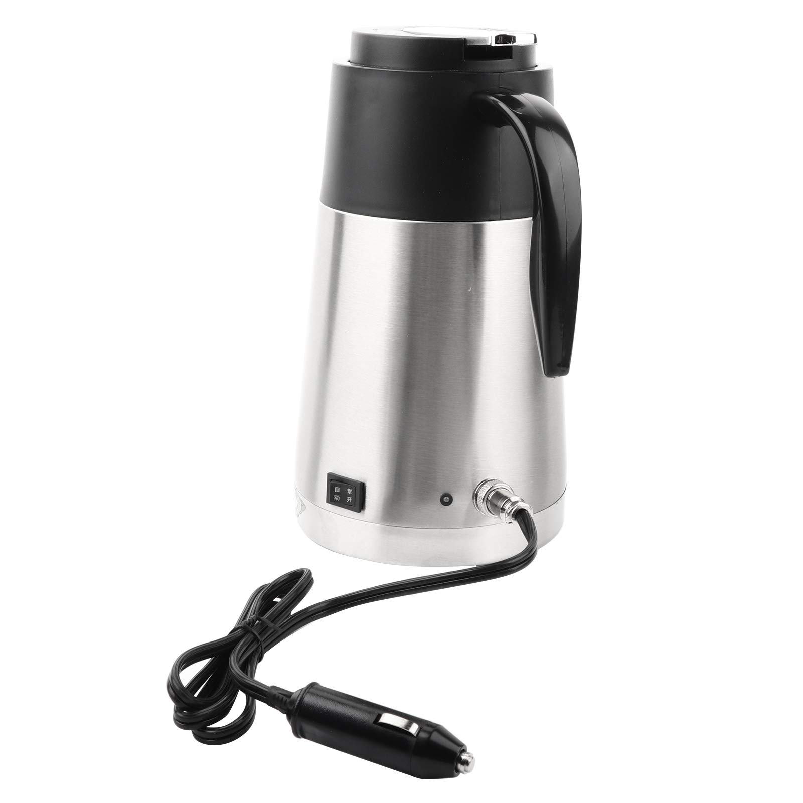 12V/24V 1300ml Stainless Steel Car Truck Travel Electric Kettle Pot with Heating Function for Long Drive, Safe to Drink, Good Insulation (12V car)