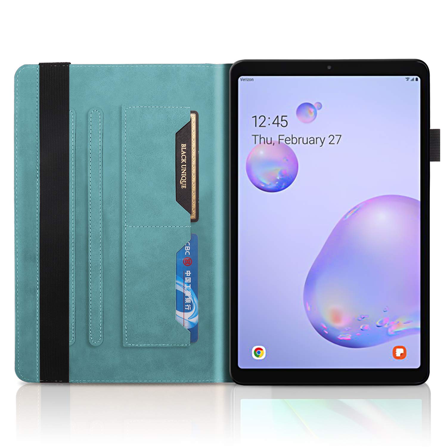 Case for Samsung Galaxy Tab A 8.0 Case 2019 Model SM-T290 /T295 Premium PU Leather Flip Wallet Cover Folio Stand Shell with Pencil Holder Card Pockets for Galaxy Tab A 8.0 inch Tablet - Turquoise