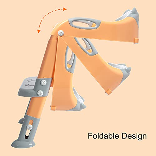 Fedicelly Potty Training Toilet Seat Boys Girls,Toddlers,Kids Potty Chair with Step Stool Ladder(Gray/Orange)