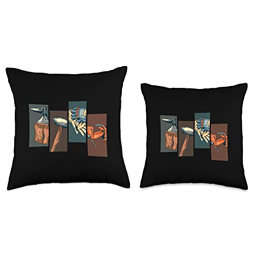 Anvil & Forging Designs Smith Blacksmithing Forging Tools Throw Pillow, 18x18, Multicolor