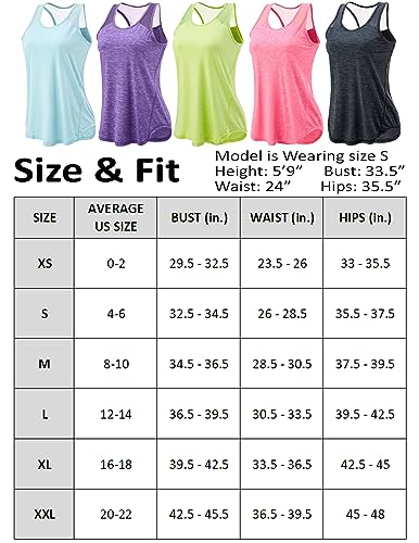 5 Pack Women's Workout Tops, Athletic Racerback Tank Tops for Women, Mesh Sleeveless Shirts Yoga for Gym Running (Set 3, Small)