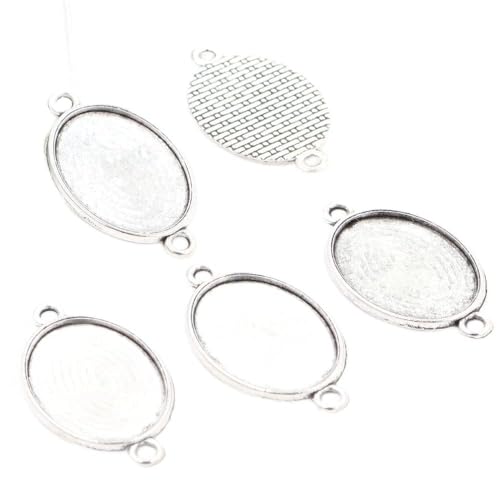 10Pcs 18X25Mm Inner Size 4 Colors Flowers Style Cameo Cabochon Base Setting Pendant Necklace Findings - (Color: C2-14)