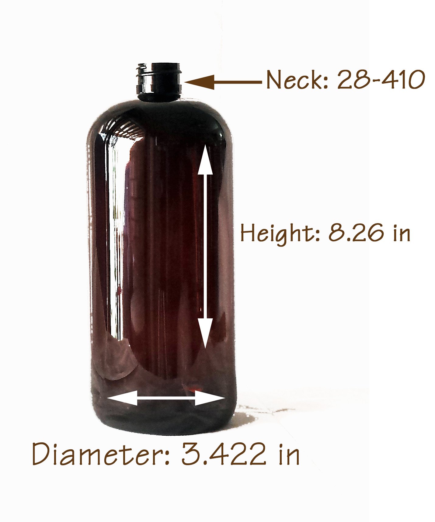 32 oz Amber Plastic PET Plastic Bottle with Black Hand Lotion Pump and Kraft Labels (3)