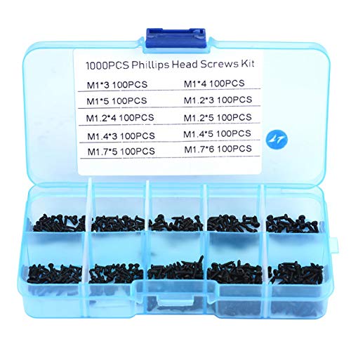 Small Screw, M1 M1.2 M1.4 M1.7 1000pcs Selftapping Screw Head Stainless Steel Rust-resistant for Laptop Repair for Phone
