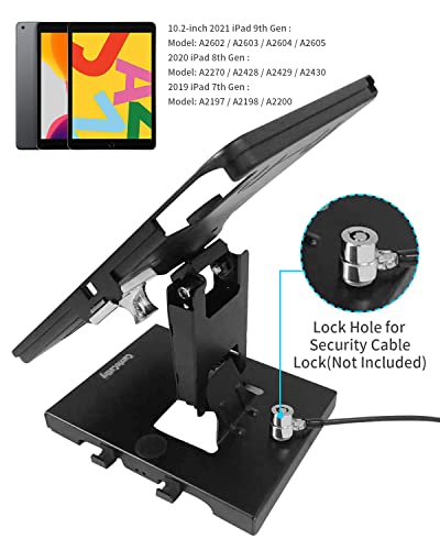 CarrieCathy Desktop Wall Mount Anti-Theft Security Kiosk POS Stand Holder Enclosure for 10.2" 2021 iPad 9th Gen 2020 iPad 8th Gen 2019 iPad 7th Gen, Flip & 360° Swivel Design