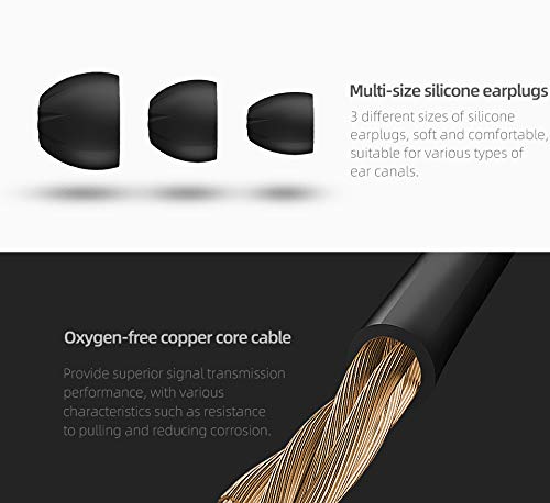 CCA CST in Ear Earbuds, Dual Magnetic Dynamic Drivers Earphones 3.5mm Jack with Mic and Inline Control Noise Isolating Lightweight Headphones for Music Video Phone Call Gaming, (Gold with Mic) …