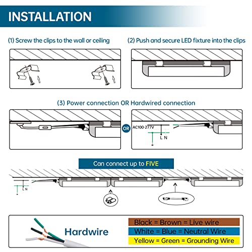 Barrina 8FT LED Shop Light, 72W 9000LM 6500K, Clear Cover Linkable LED Tube Lights, Integrated T8 Light Fixture, V Shape LED Ceiling Lights for Garage, Warehouse, Workshop, 6 Pack