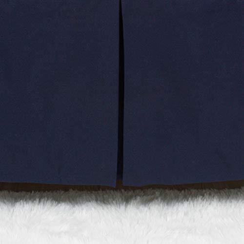 CaSaJa Mini Crib Skirt Pleated, Silk-Looking Soft Microfiber Baby Bed Skirt with Durable Platform for Mini and Portable Cribs 24" X 38", 12" Generous Drop Dust Ruffle, Machine Washable, Navy