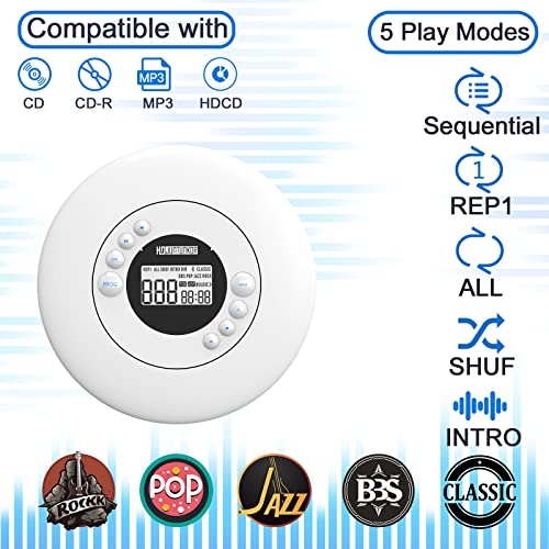 CD Player Portable Rechargeable Portable CD Player for Car and Travel Walkman CD Player with Headphone and Anti-Skip/Shockproof Personal CD Player Discman Kpop Music Compact CD Players with AUX Cable