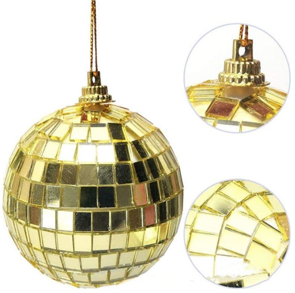 12 pcs 2-inch Mirror Disco Ball Decoration,Christmas Tree Wedding Birthday Party Accessories Disco Decorative Mirror Ball (Gold)