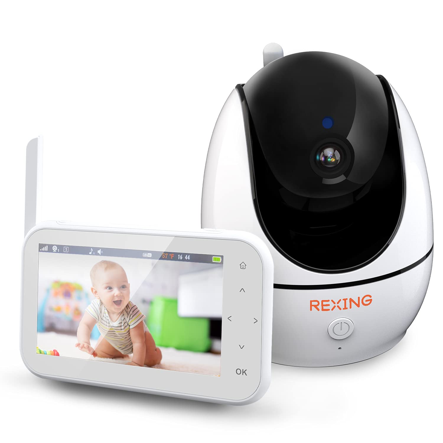REXING BM1 Baby Monitor w/Recording Capabilities 4.5” IPS Display, 720p Video/Audio, Two-Way Talking, Microphone/Speaker, 1000ft Range, Night Vision,Thermal Monitor, Cry/Sound Detection,Lullaby Music