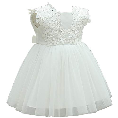 CareCheer White Baby Girl Christening Short Dress Baptism Dedication Blessing Gown Special Occasion Dresses (0-6 Months)