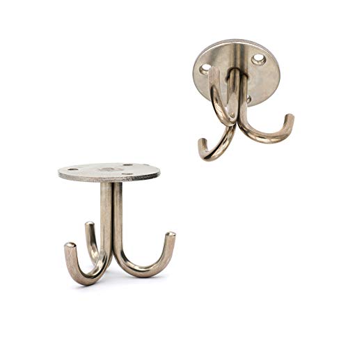 Anmeilexst 2 Pcs Stainless Steel Up Hook, Ceiling Hook Wall Cabinet Towel/Coat Hook Three Fork Hook, Home Decoration Up Hook (Include 6 Pcs 1.6" Screw)