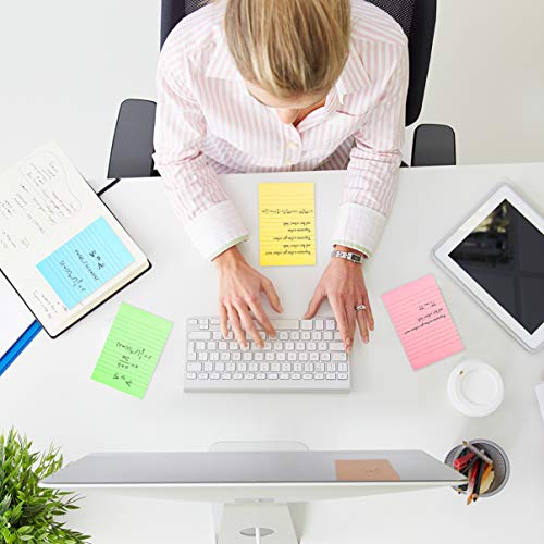 STOBOK Lined Sticky Notes,7 Packs Bright Color Self-Stick Memo notepads with line 3.9 x 6 inch,Legal Pads 50 Sheets per Notepad Memo Stickers for Office,School,Home