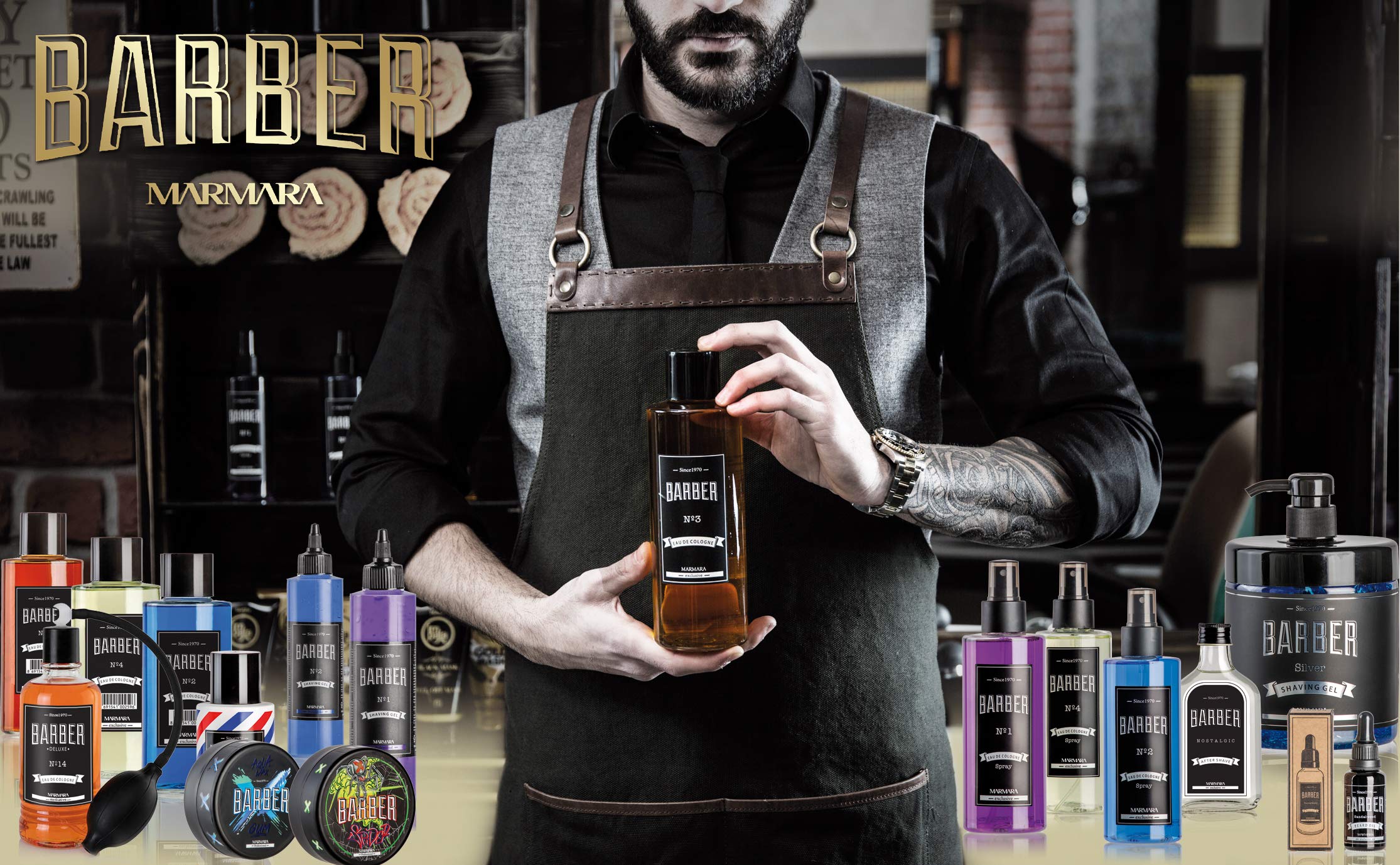 Marmara Barber Cologne - Best Choice of Modern Barbers and Traditional Shaving Fans Glass Bottle (500 ml, No7)