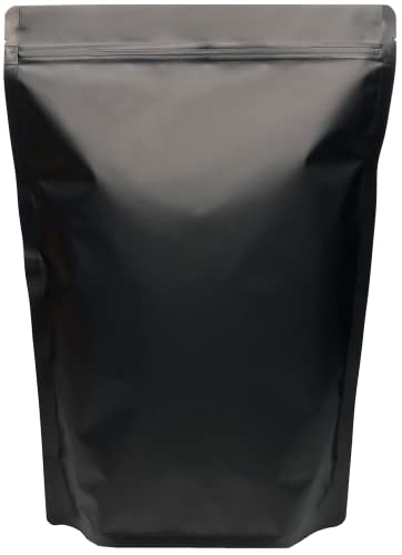 50 Pack 1 Gallon Matte Black Stand Up Food Storage Bags – 5 Mil 10x14 Inches Resealable Food Storage Zipper Pouch Bag, Large Heat Sealable Plastic Foil Packaging Pouches