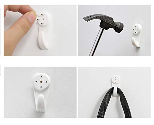 NARAMAX 20PCS White Non-Trace Wall Picture Hook Plastic Powerful Concrete Hard Wall Drywall Picture Hooks Frame Wedding Photos Mirror Wall Studs Hardwall Painting Hangers (M Size)