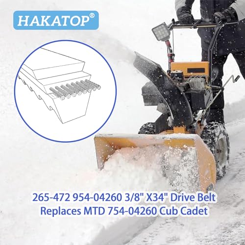 265-472 954-04260 3/8" X34" Drive Belt Replaces MTD 754-04260 Cub Cadet Troy Bilt mtd-490-501-m005 524SWE 21" Walk-Behind Mowers Snow Throwers