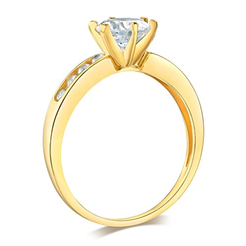 14k Yellow Gold Solid Wedding Engagement Ring and Wedding Band 2 Piece Set - Size 8