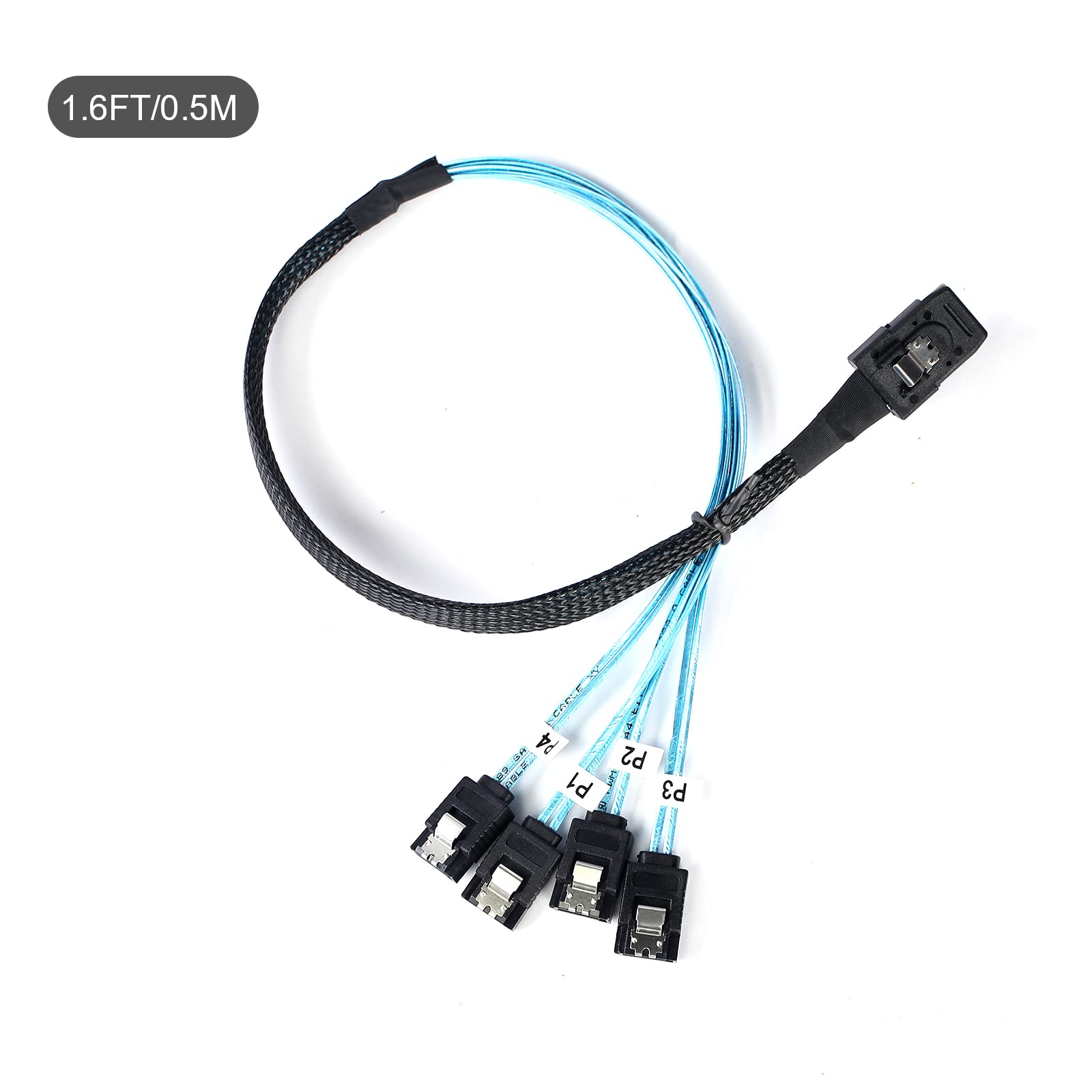 ADCAUDX 2Pack Mini SAS to SATA Cable: 0.5M SFF-8087 to SATA Mini SAS Breakout Cable SFF8087 to SATA Mini-SAS to SATA SAS to SATA Breakout(1.6FT)