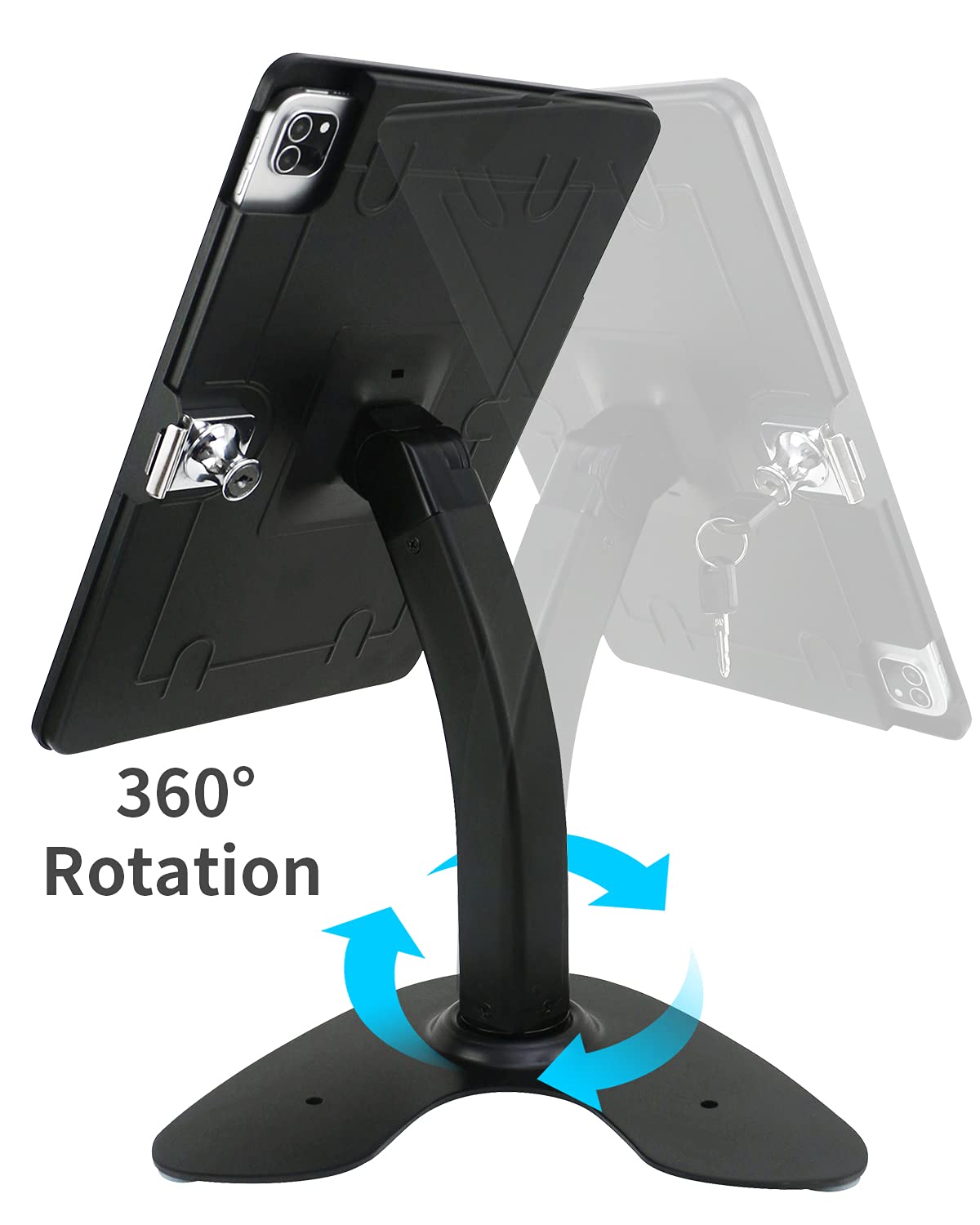 CarrieCathy Desktop Wall Mount Anti-Theft Security Kiosk POS Stand Holder Enclosure for 2022 2021 2020 2018 iPad Pro 12.9", Flip & 360° Swivel Design