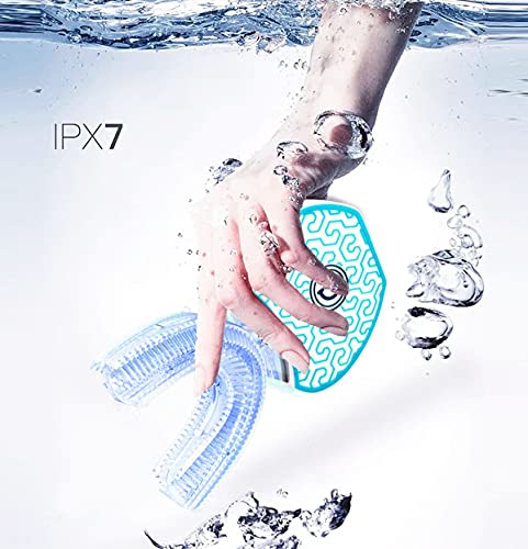 Smiletech Automatic Toothbrush,Sonic Toothbrush, with LED Blue Light 360° U-Shaped Full-Mouth Toothbrush Design, IPX7 Waterproof (White)