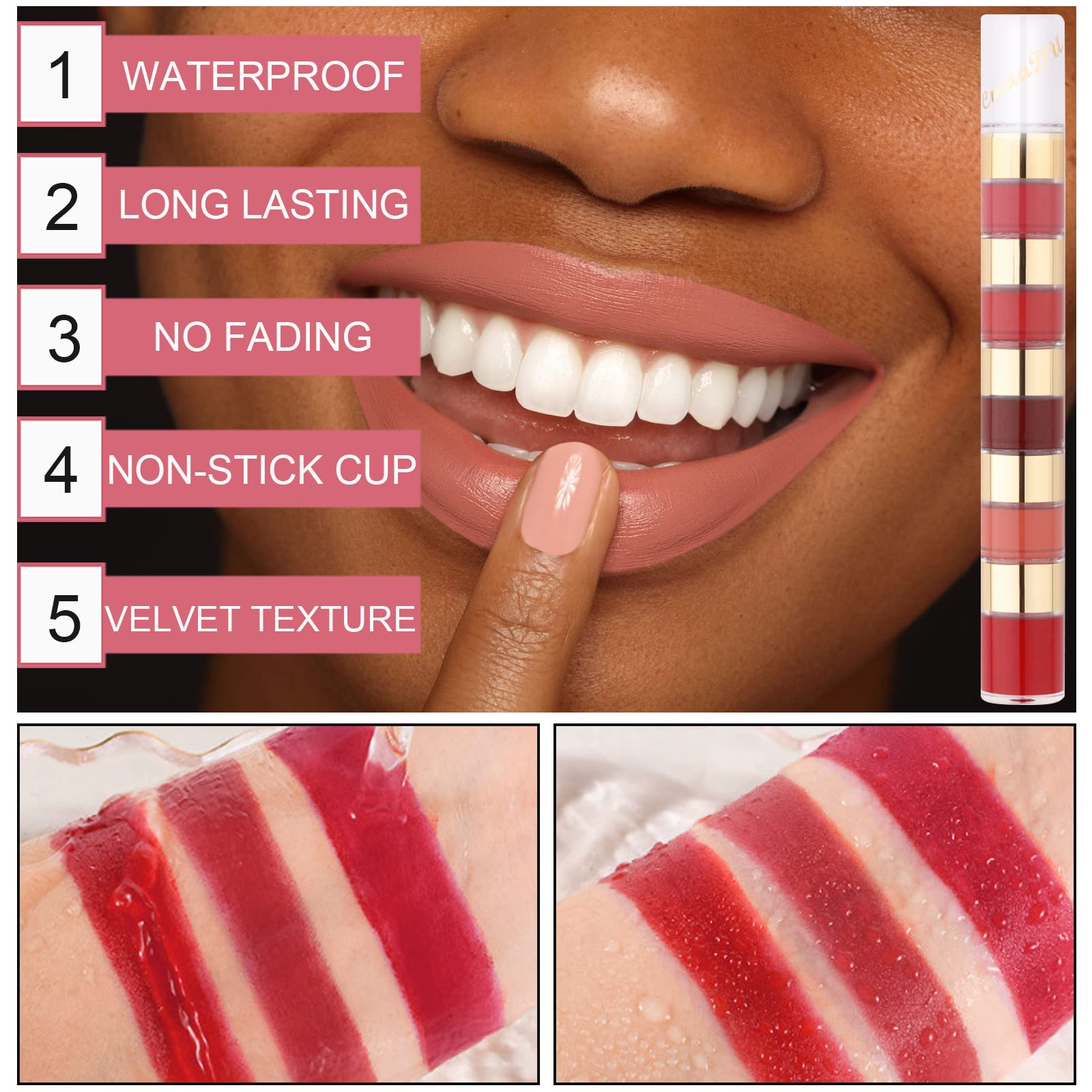 20 Colors Mini Liquid Matte Lipstick and Aloe Vera Lipstick Set, Long Lasting Waterproof High Pigmented Velvety Lip Gloss Set Lip Makeup Gift for Women (SET C)