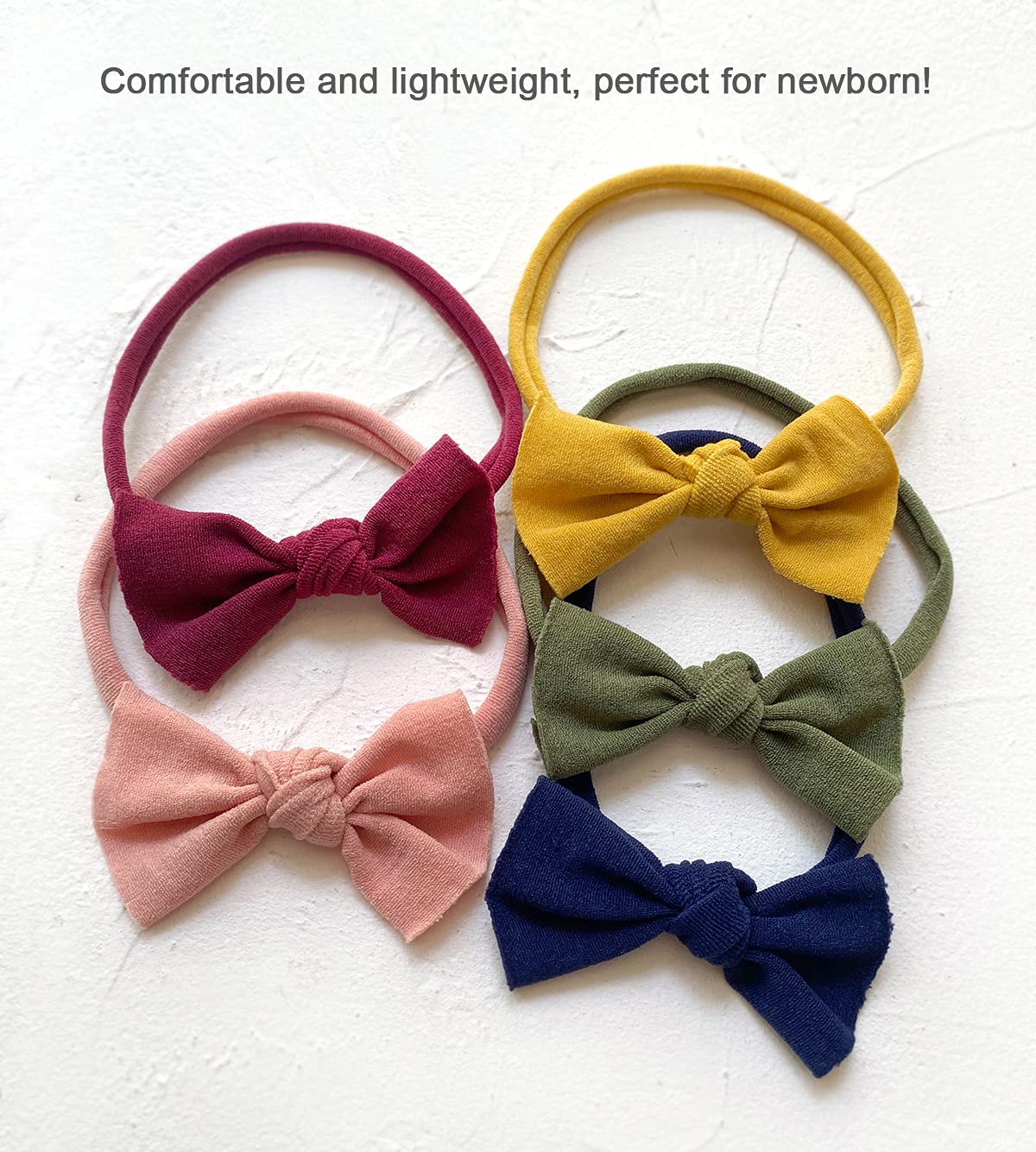 Cherssy Newborn Headbands and Hair Bows, 10pcs Super Soft Nylon Hairbands for Baby Girls