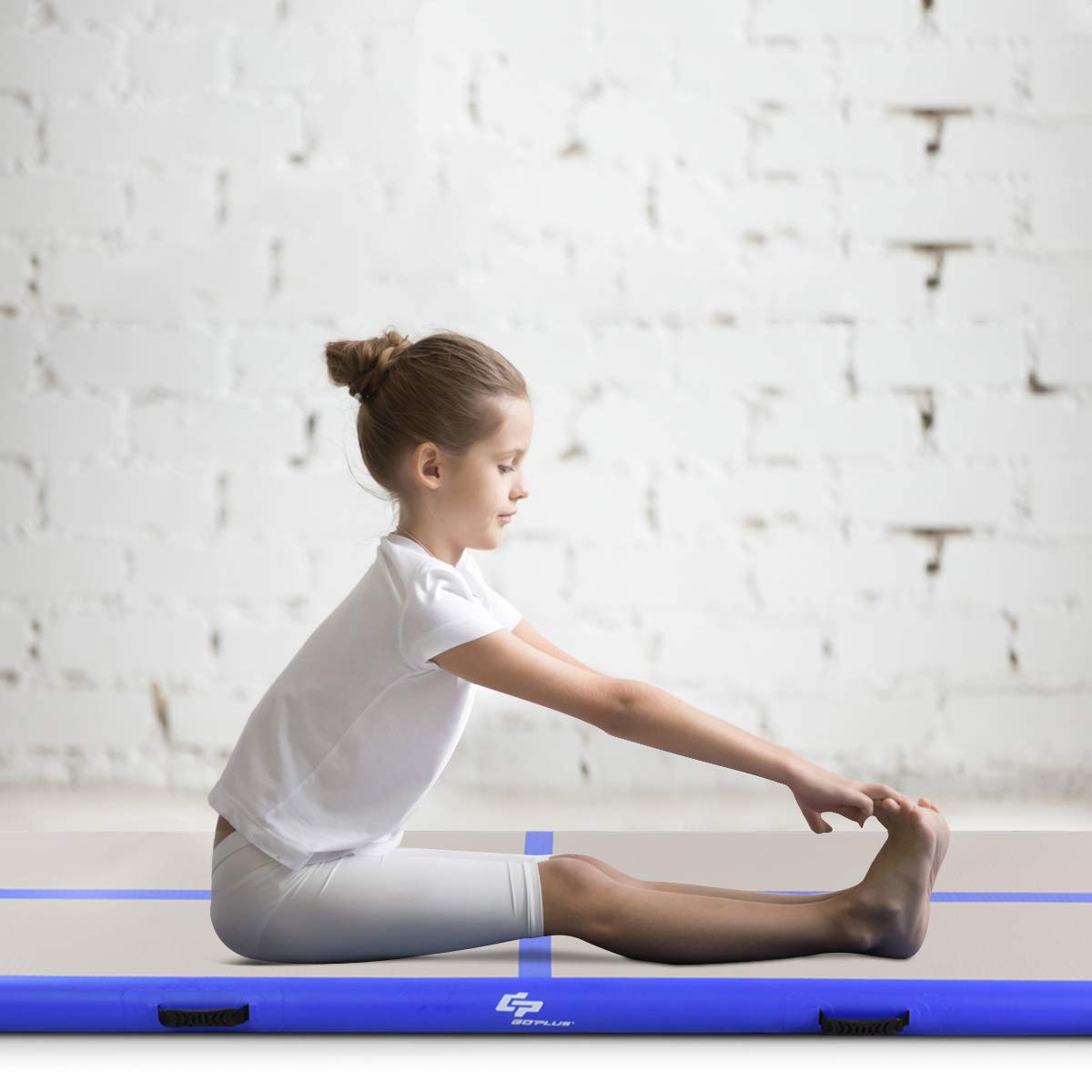 10ft Inflatable Tumbling Gymnastics Mat, Thickness Mat with Air Pump for Cheerleading/Beach/Pool/Home Use (blue)