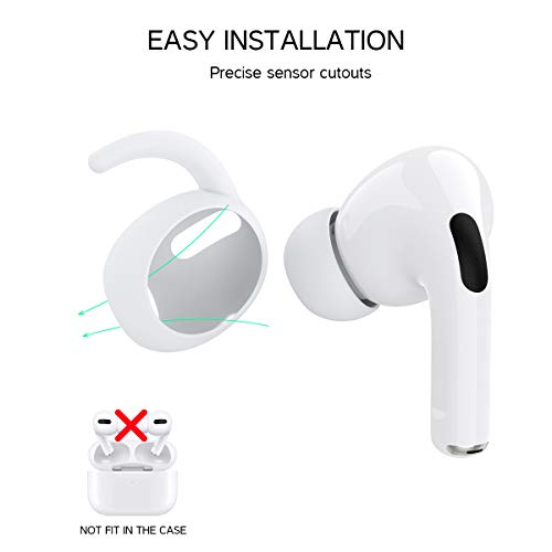 Ear Hooks for AirPods Pro,Anti-Slip Ear Tips Accessories Compatible with AirPods Pro 2019 (White) Not Fit in Charging Case -3 Pairs