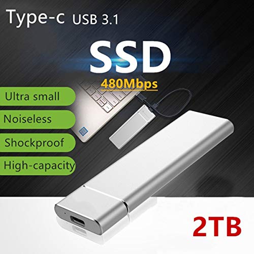 VDSOIUTYHFV 1.8 Inches External Hard Drive Portable HDD, USB 3.1, SSD High Speed Mobile Solid State Drive 2TB 1TB 480-520(MB/s)