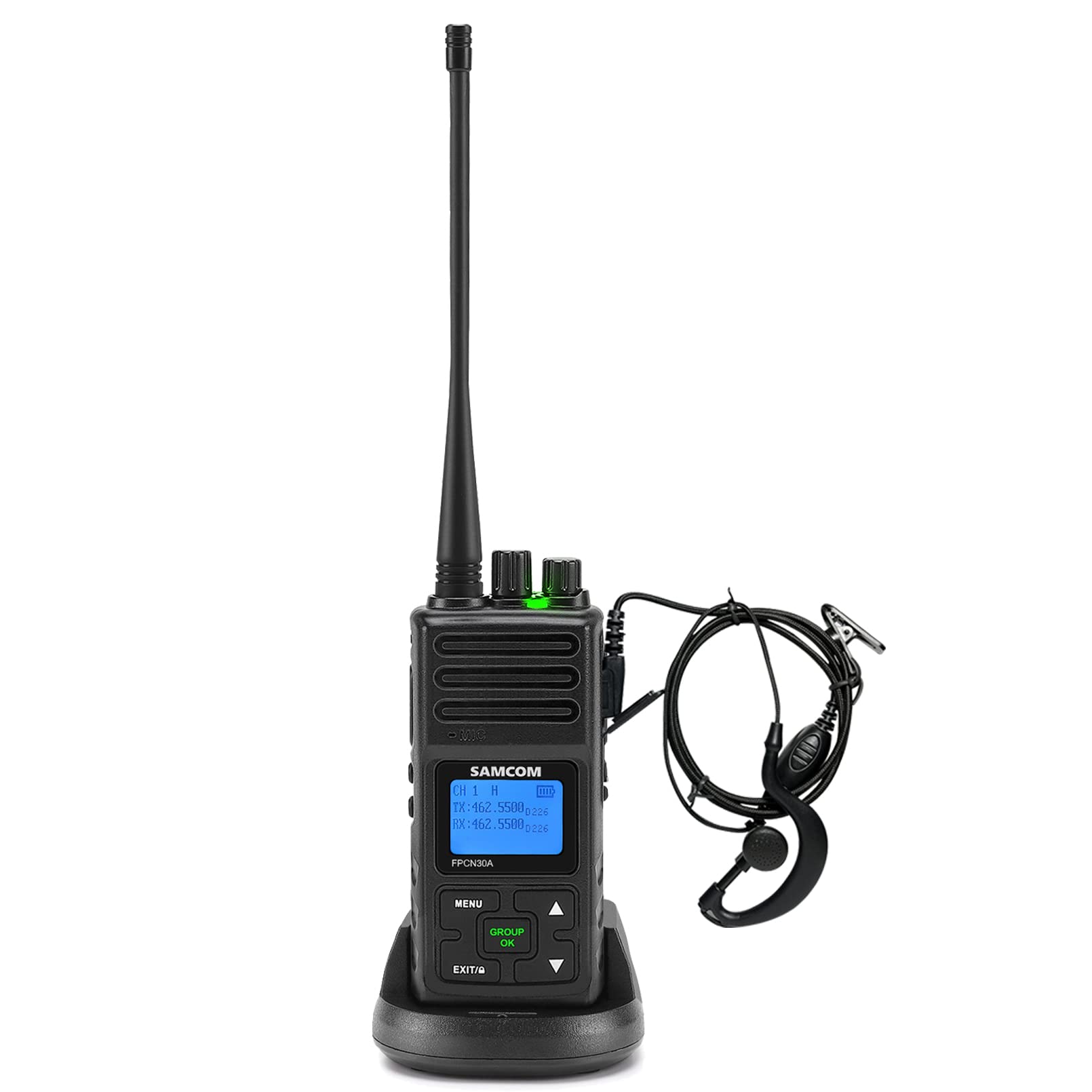 SAMCOM Walkie Talkies Rechargeable Long Range Two-Way Radios with Earpieces,SAMCOM 2-Way Radios UHF Handheld Transceiver Walky Talky with 1500 Li-ion Battery and Charger(1 Pack)