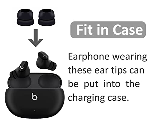 6 Pairs Double Flange Compatible with Beats Studio Buds/Fit Pro Ear Tips, S/M/L Replacement Noise Isolation Silicone Eartips Earbuds Fit in Case for Beat Studio Buds - 2 Flange Black