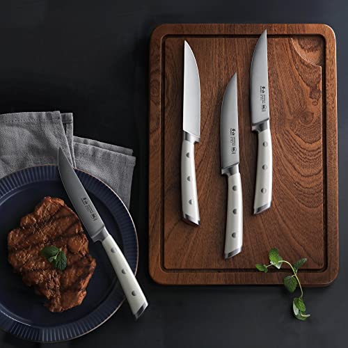 Cangshan S1 Series 1020366 German Steel Forged 4-Piece Steak Knife Set, 5-Inch Straight-Edge Blade