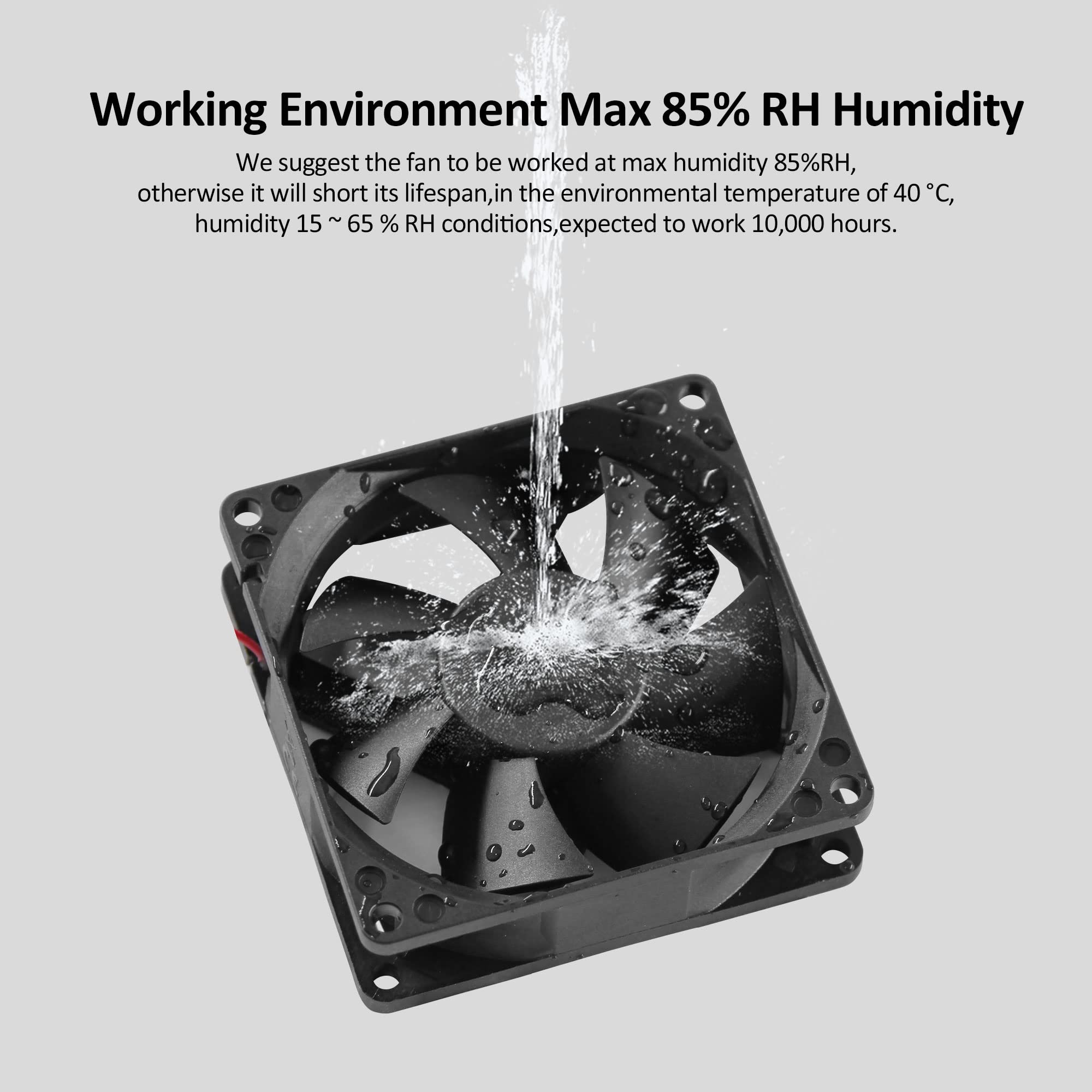 12V Moisture-Proof Fan 120mm 2-Pack High Speed 12 Volt DC 2Wire 3Pin Exhaust Cooling Fan 3000RPM