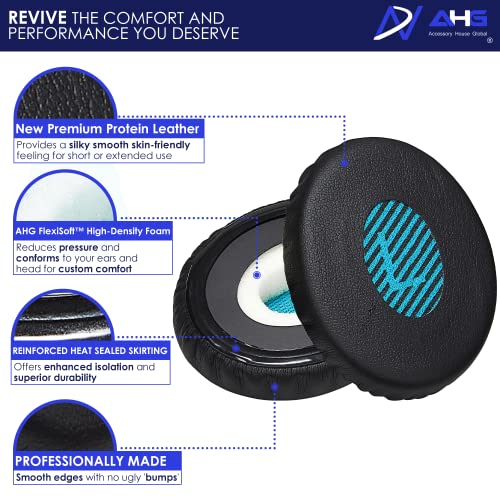 AHG Premium Replacement SoundLink OE Pads Cushions Compatible with Bose SoundLink On-Ear Wireless Headphones, On-Ear Wireless, On-Ear 2 & SoundTrue On-Ear - Soft, Great Comfort + Durability (Black)