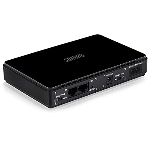 Mini UPS Battery Backup with Gigabit POE for Router, Modem, Security Camera, Input AC Output USB 5V DC 9V/12V DC 24V/48V POE (1000Mbps)