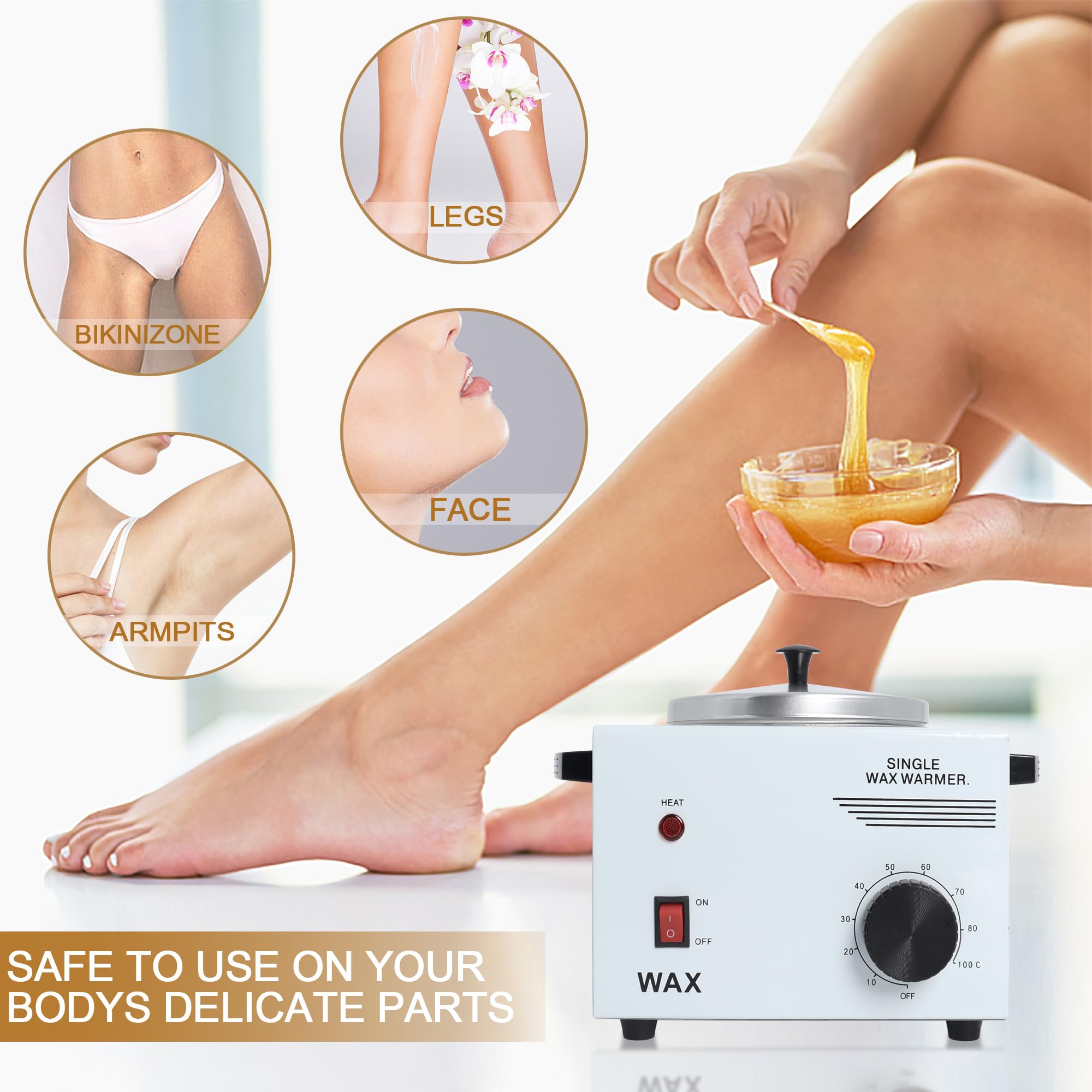 Podoy Wax Warmer for Hair Removal, Professional Single Wax Warmer Pot Melter, Adjustable Temperature, Compact and Portable, SPA Salon Equipment, 14 Ounce