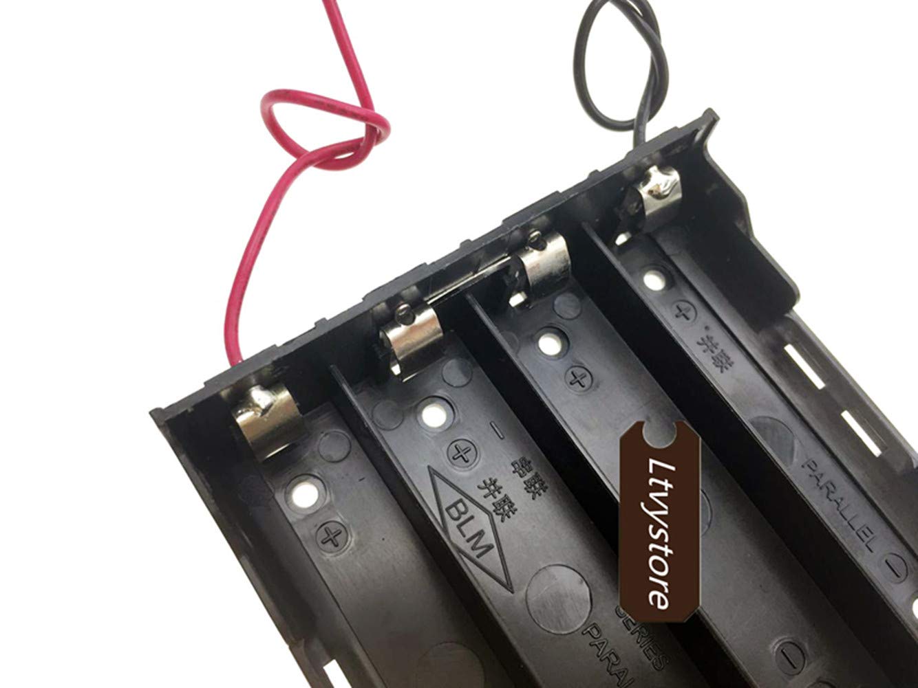 18650 Battery Case Holder, 3 Pcs 4 Slots x 3.7V 14.8Volt DIY Battery Storage Box, in Series Black Plastic Batteries Case for 4 x 18650 Ltvystore