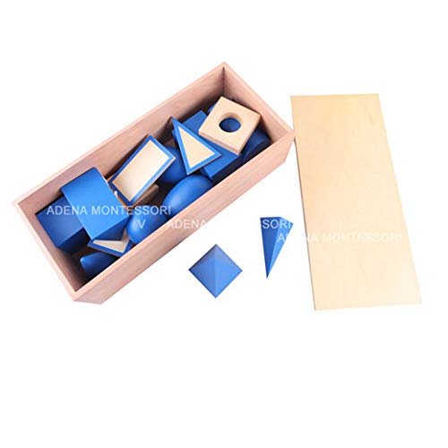 Adena Montessori Geometric Solids with Stand, Bases, and Box Materials Sensorial Educational Tools Preschool Equipment Early Learning Toy