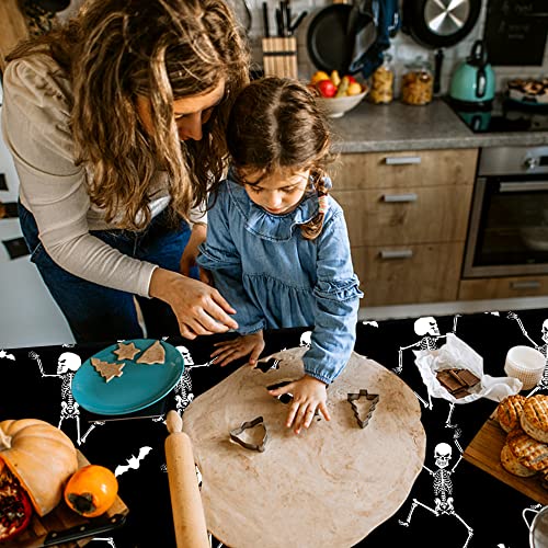 Iceyyyy 3 Packs Disposable Halloween Skeleton Tablecloth - 54" x 108" Plastic Waterproof Halloween Tablecover, Rectangular Halloween Skeleton Table Cover for Halloween Ghost Themed Party Home Decor