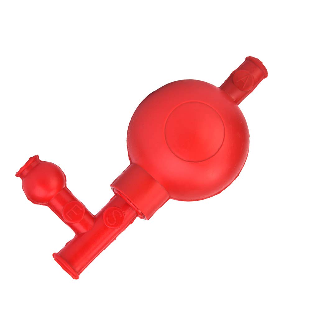 Rubber Pipette Filler Labware Rubber Suction Bulb Filling Ball with 3 Valves Pipettor Accessory for Chemistry Labware(Red)